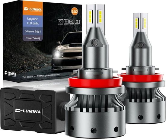Ampoules H11 H8 H9 LED lenticulaires, 120 W 20 000 LM 6 500 K blanc ...