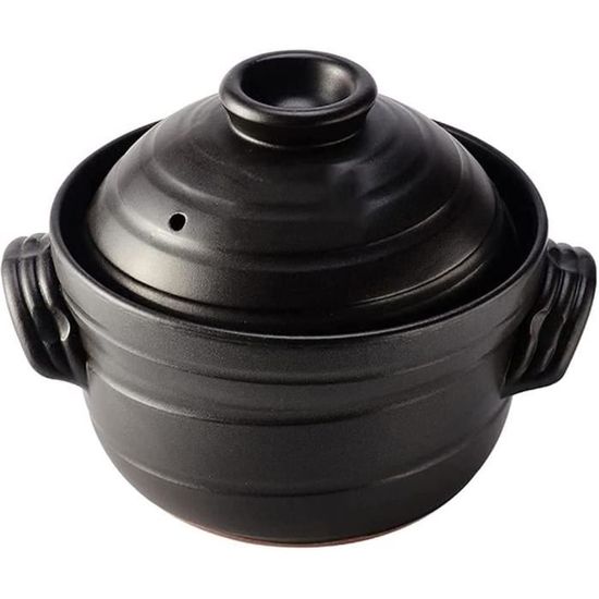 Pot en Terre Cuite à Double Couvercle Pot en Terre Cuite émaillé Noir ...