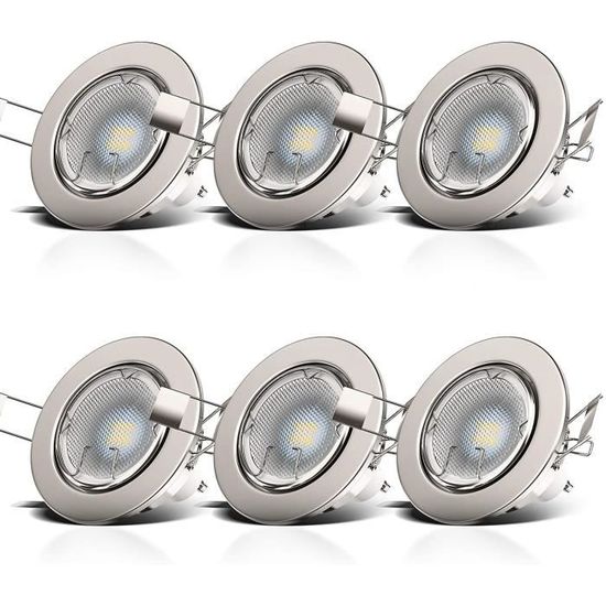 B.K.Licht lot de 6 spots encastrables, orientables, 6 ampoules LED 5W incluses, GU10, IP23 ...