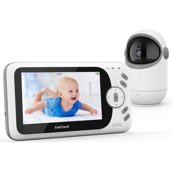 TakTark Babyphone Camera, 4.3'' Baby Phone Video Rotation 300° Caméra ...