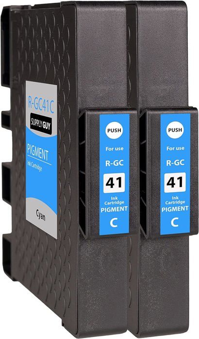 2 Cartouches d'encre Compatible avec Ricoh GC-41 C Cyan pour Aficio ...