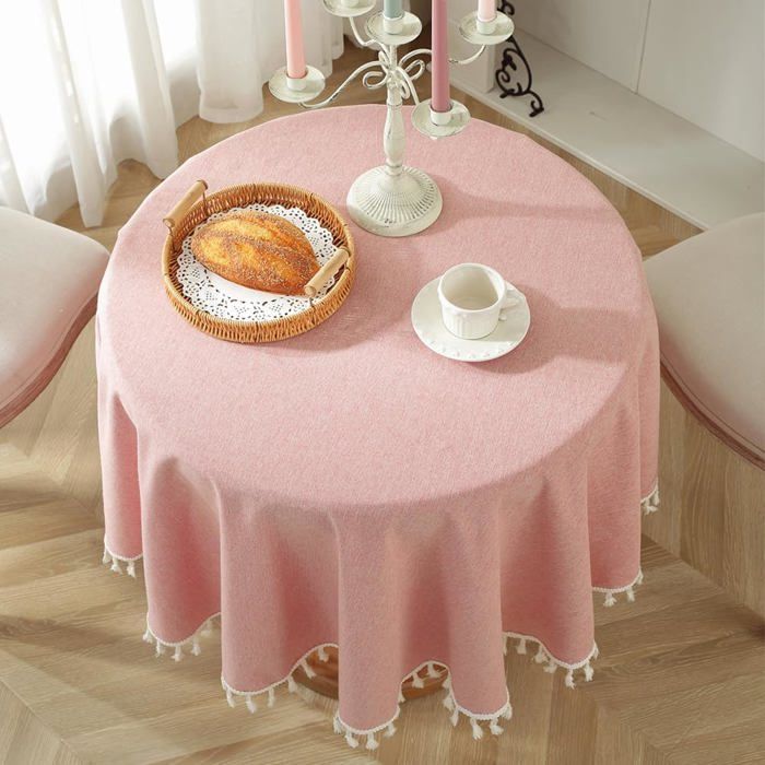 Nappe pour Tables Ronde Couverture De Table à Pompons Nappes de Couleur ...