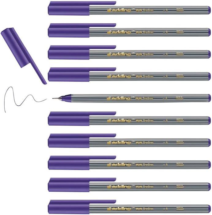 55 Feutre Fin - Violet - 10 Stylos - Pointe,3 Mm - Feutre De Couleur ...