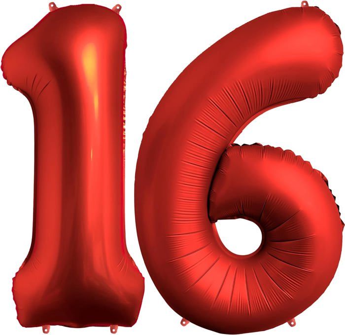 Ballons Anniversaire 16 Ans Couleur Rouge Chrome de 100cm Dcoration ...