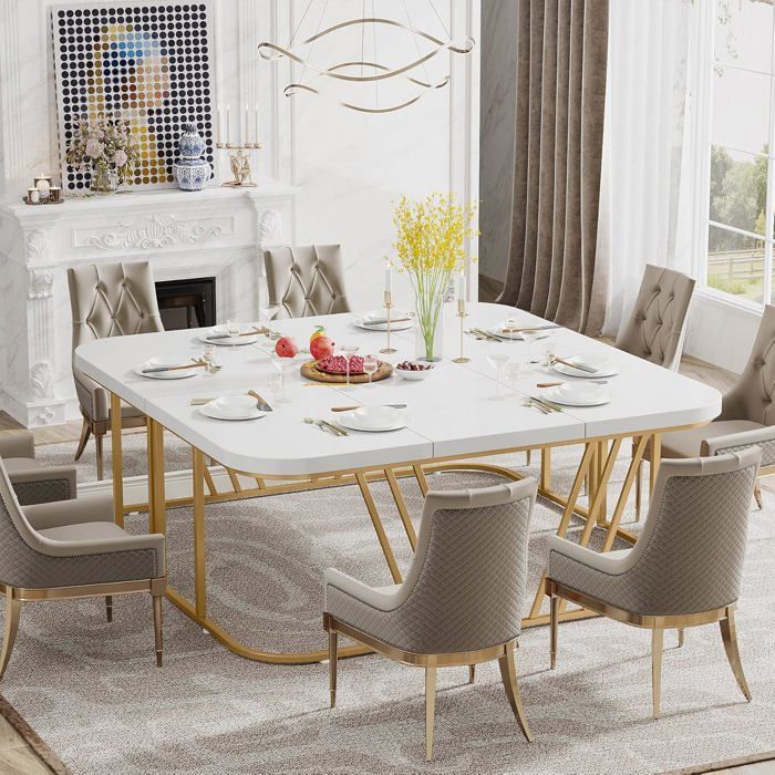 Tribesigns Grande table de salle à manger carrée pour 8 à 10 personnes ...