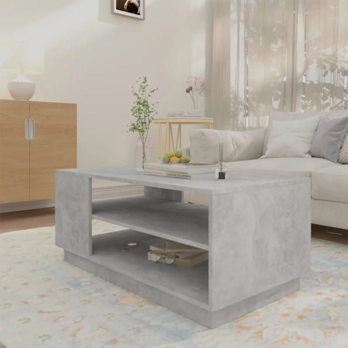 Table basse - BDM - gris béton 102x55x43cm bois d'ingénierie SQZR553110 ...