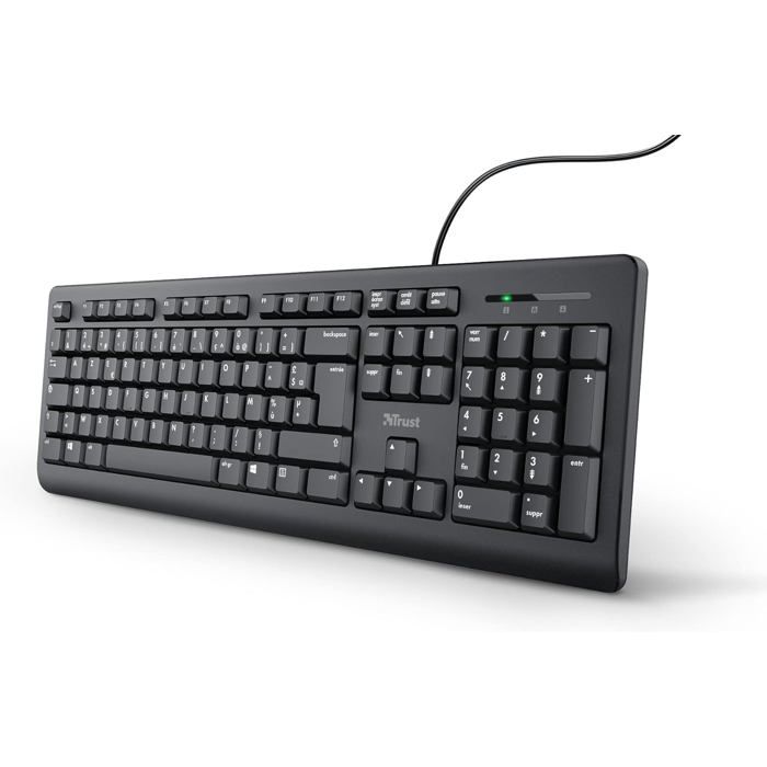 Trust Taro French AZERTY Wired Keyboard,Splash-Resistant,Quiet,1.8 m ...