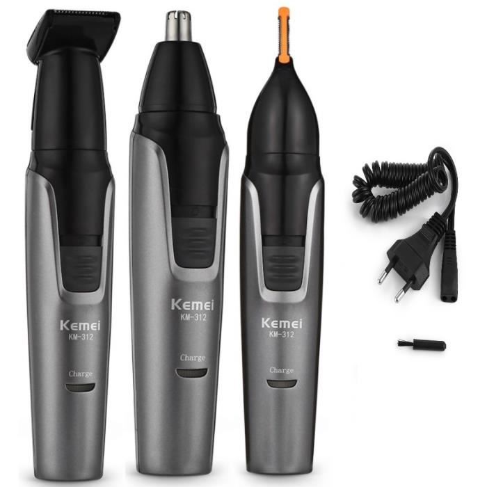 KM-312 - Tondeuse rechargeable 3 en 1 pour hommes, micro rasoir pour le nez, les sourcils, le ...