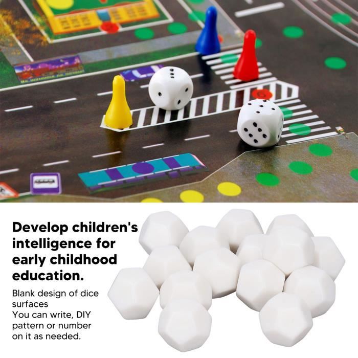 30PCS 12 Sided Blank Dice Plastic Write On Teaching Dice Cubes ...