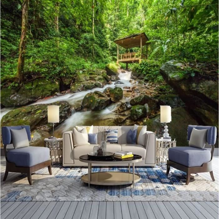 Papier Peint Mural de Forêt Tropicale Originale, Paysage Naturel Déco ...