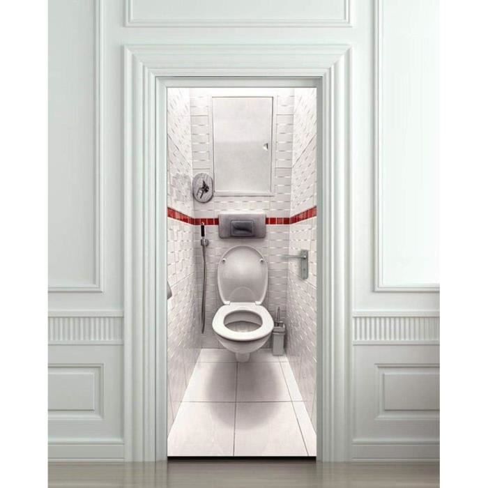 Stickers Porte Poster Toilettes 3D Papier Peint Porte De La Maison ...