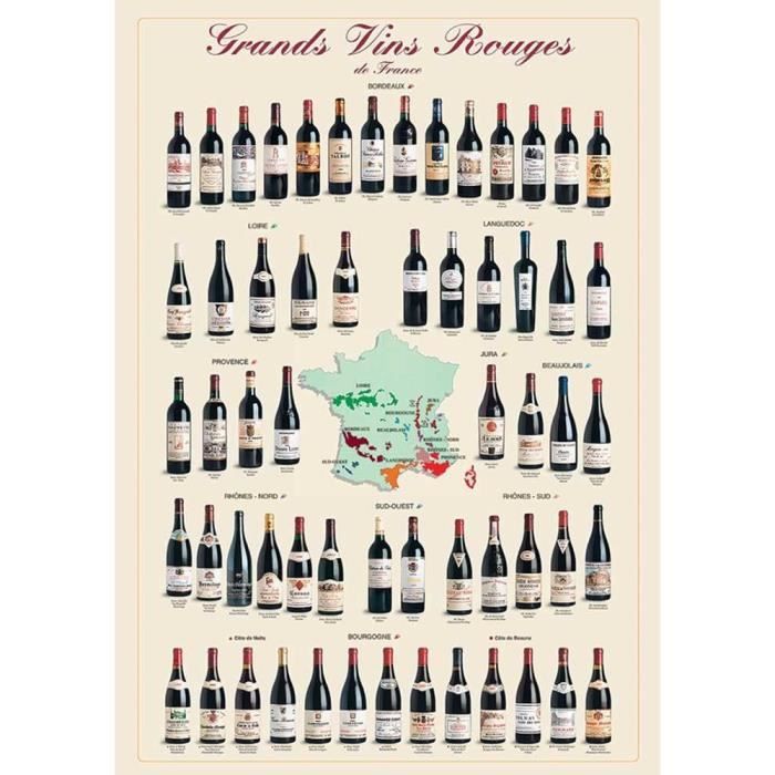 Poster Éducatif - Grands Vins Rouges De France - Vins Français + Poster ...