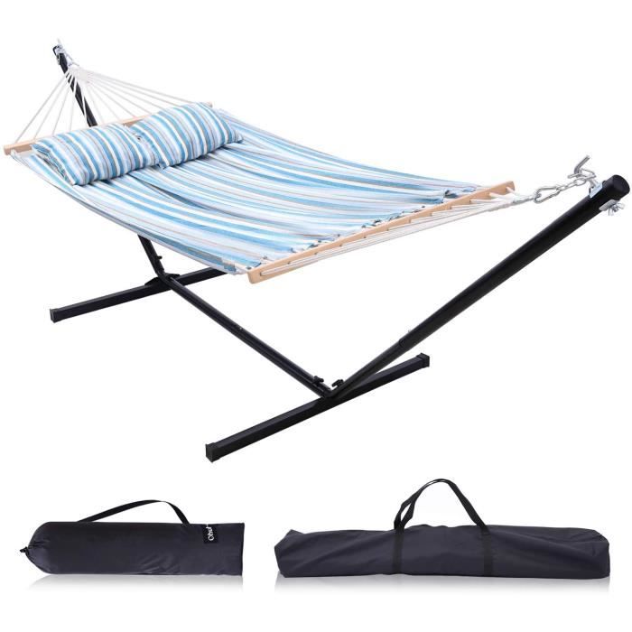 Hamac Double - Ohuhu - Support métallique en Coton avec bâton en Bois ...