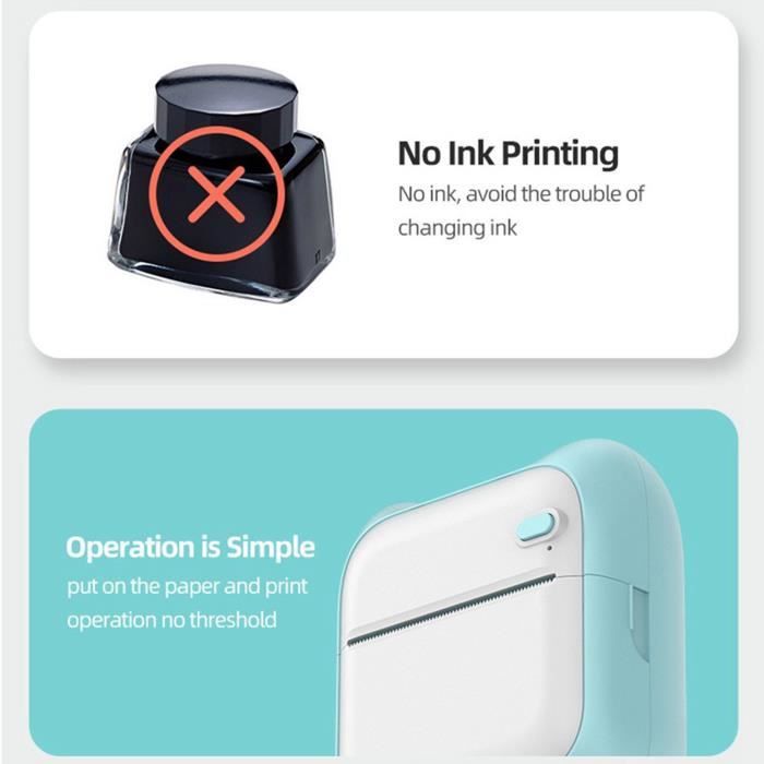 Imprimante Portable - DILWE - Mini Sans Fil - Impression Thermique ...