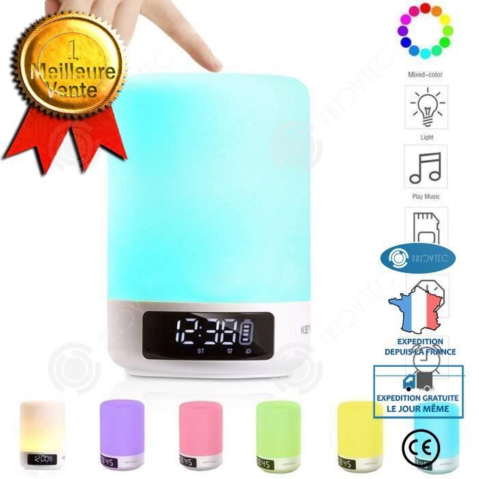 INN Touchez coloré pat lumière haut-parleur bluetooth veilleuse réveil ...