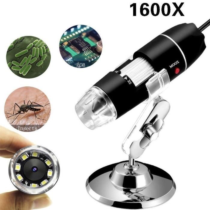 Microscope Numérique USB Letouch 1600X Zoom avec 8 LED et Support ...