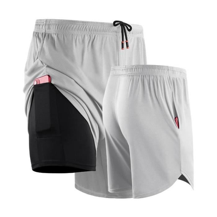 Short de sport 2 en 1 pour homme, séchage rapide et respirant - Blanc ...