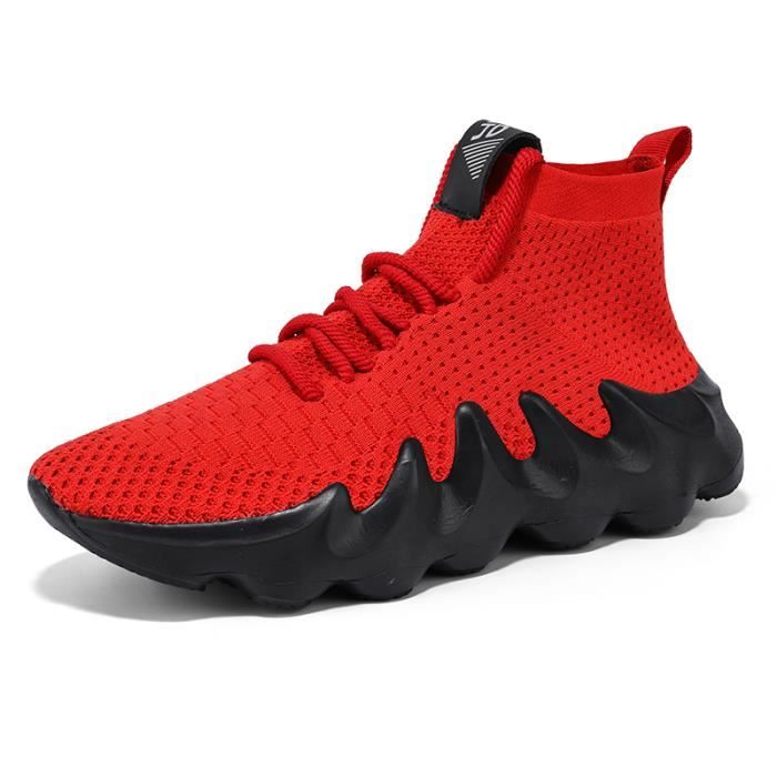 Baskets Homme Fashion Chaussures Sport Sneakers Rouge - Cdiscount ...