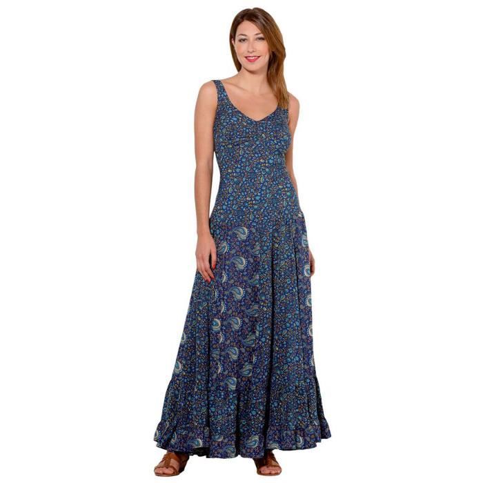Robe longue bohème imprimée Coline Marine - Cdiscount Prêt-à-Porter