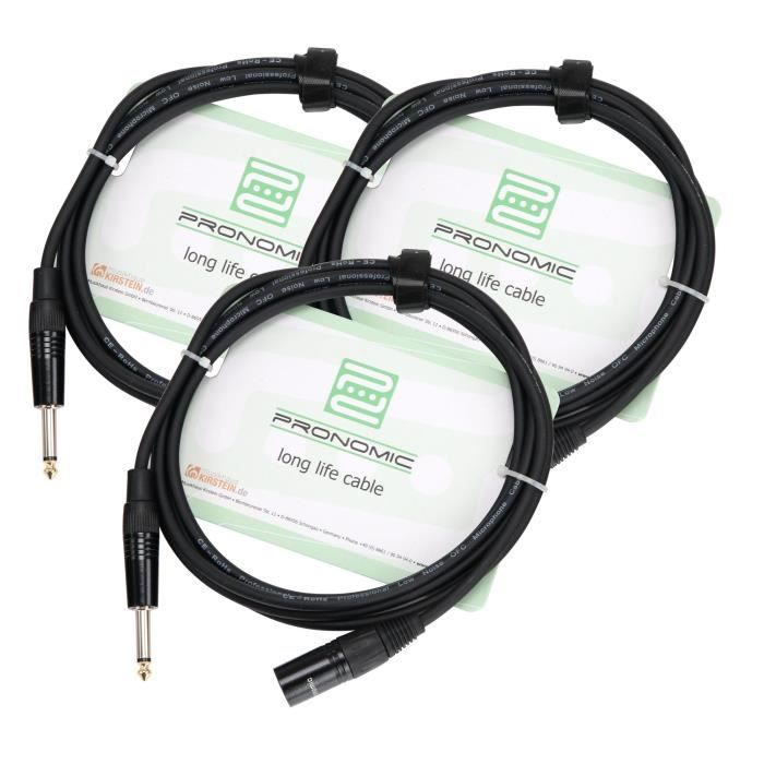 Pronomic Stage JMXM-2.5 câble audio mono jack -XLR 2,5m noir 3x set ...