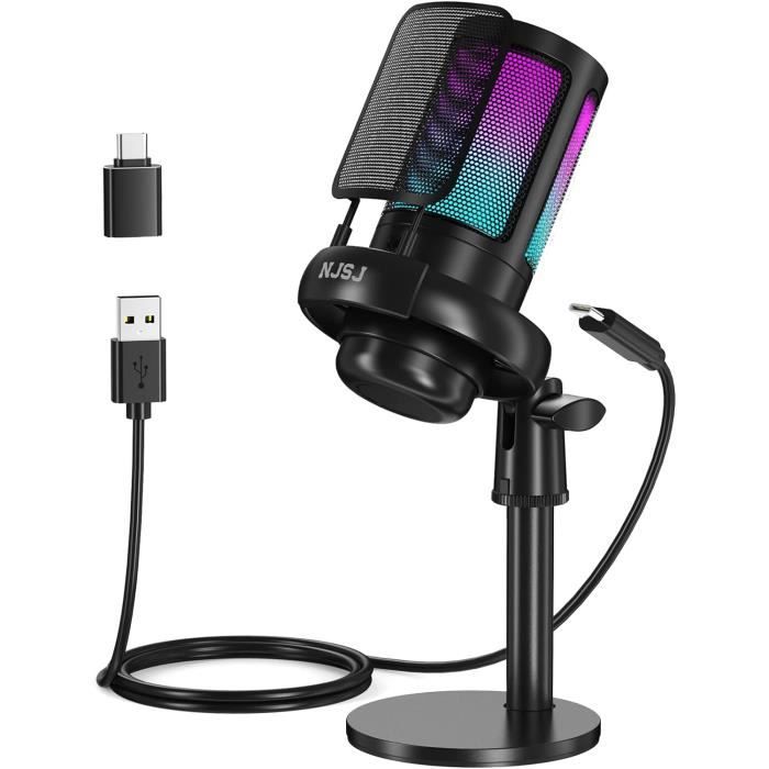 Usb Microphone Gaming, Rgb Condensateur Microphone Pour Pc Ps5, Avec ...