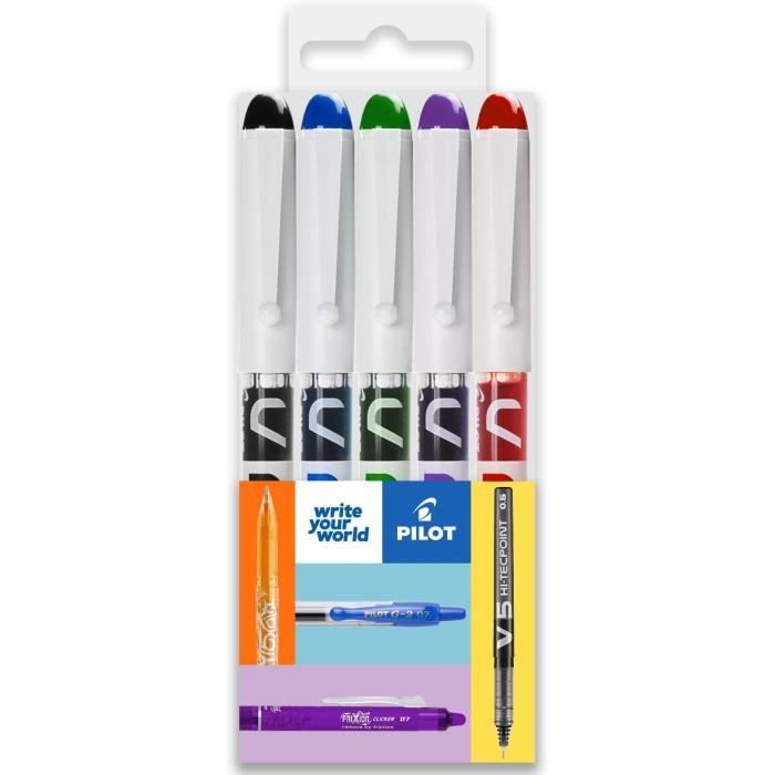 V Pen Lot de 5 stylos plume jetables effaçables Pointe 0,6 mm Ligne ...
