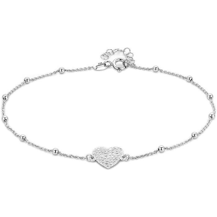 Bijoux En Argent Sterling Bracelet De Cheville En Forme De Cœur Texturé ...