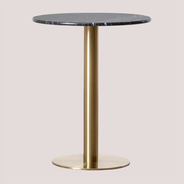 SKLUM Table de Bar Ronde en Marbre Chack Métallisé Champagne Ø60 cm ...