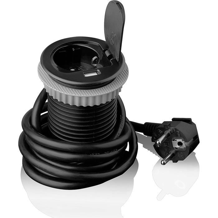 Prise de courant rétractable, 1 port Schuko et USB, pour cuisine ...