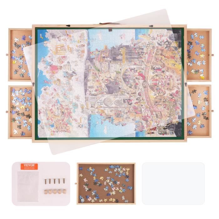 Tableau pour puzzle-VEVOR-865x660x80mm-4 Tiroirs et Couverture Plateau ...