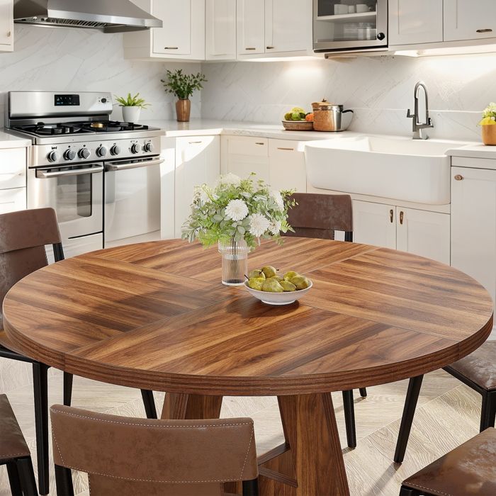 Table à manger ronde 120 x 75 cm - table en bois salle a manger 6 à 8 ...