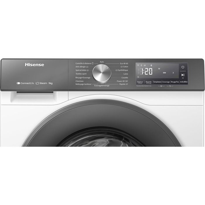 Lave-linge hublot HISENSE W9043BWS3S - 9 kg - Vapeur - 1400 trs/min ...