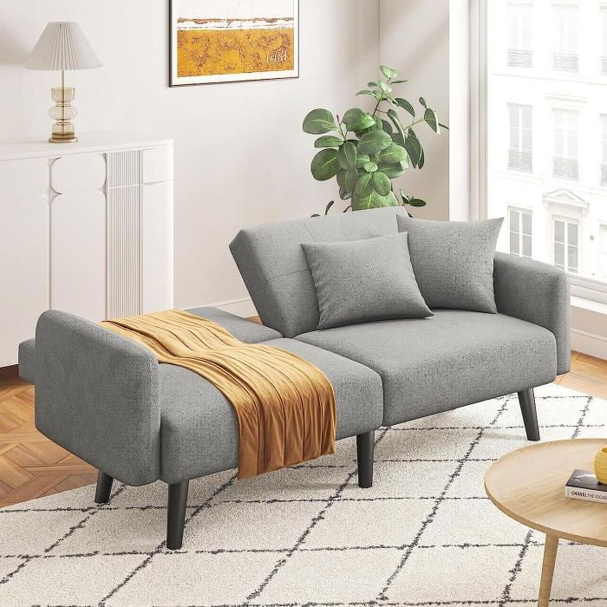 Canapé Convertible Lit 3 Places, Facile à Assembler, Gris Clic Clac ...