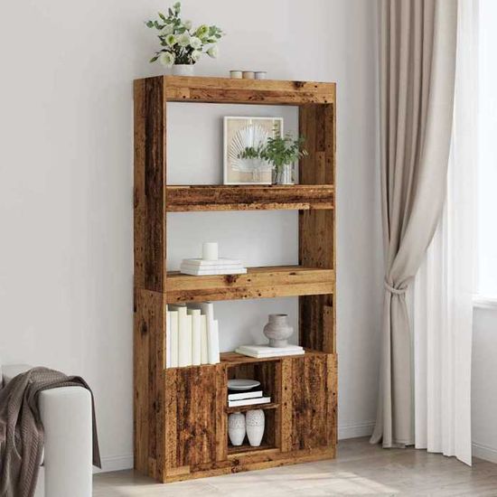 SWEET Buffet haut vieux bois 92x33x180 cm - Bois d'ingénierie - 476288 ...