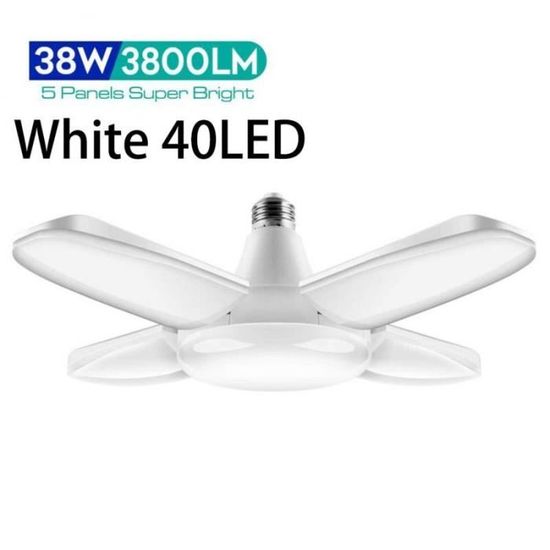 AMPOULE LED,White 40LED--Plafonnier LED E27 38w à pales de ventilateur pliables, éclairage de ...