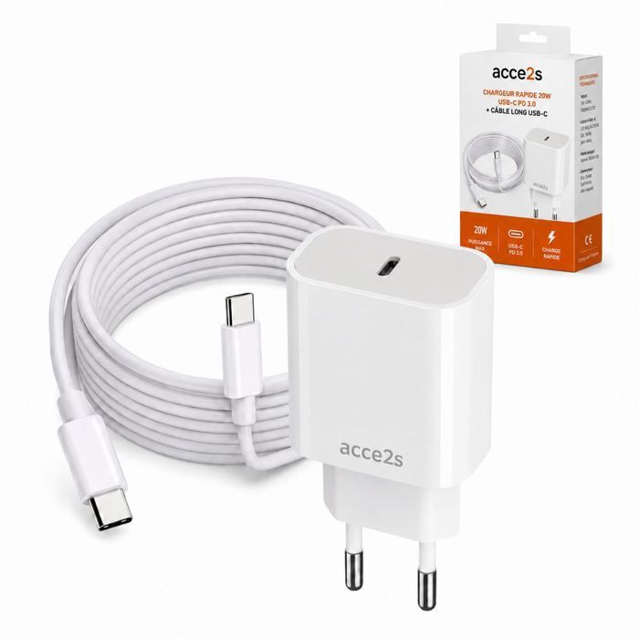 Chargeur Rapide Long Câble acce2s® pour Honor 400 Smart Lite 180 cm USB ...