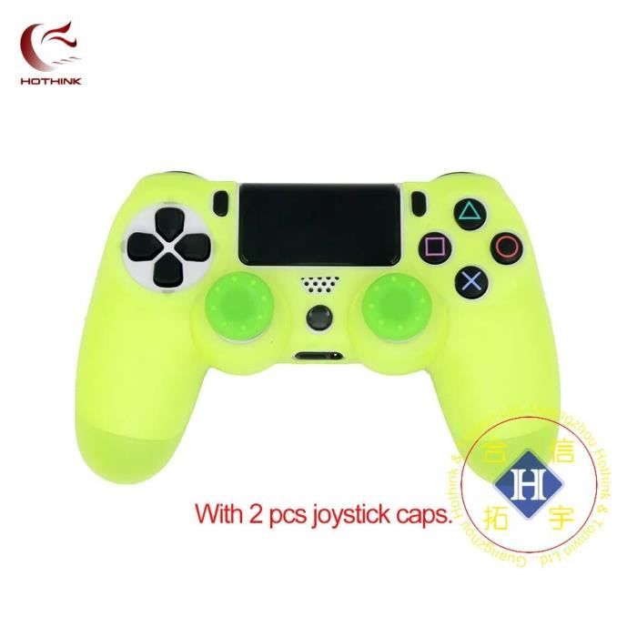 Jaune - black Protective Silicone Case +Thumbstick Joystick Cover Grips ...
