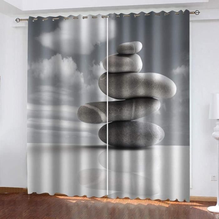 60x120cm-Oeillet Rideau Occultant Bord De Mer Pierre 3D Rideau ...