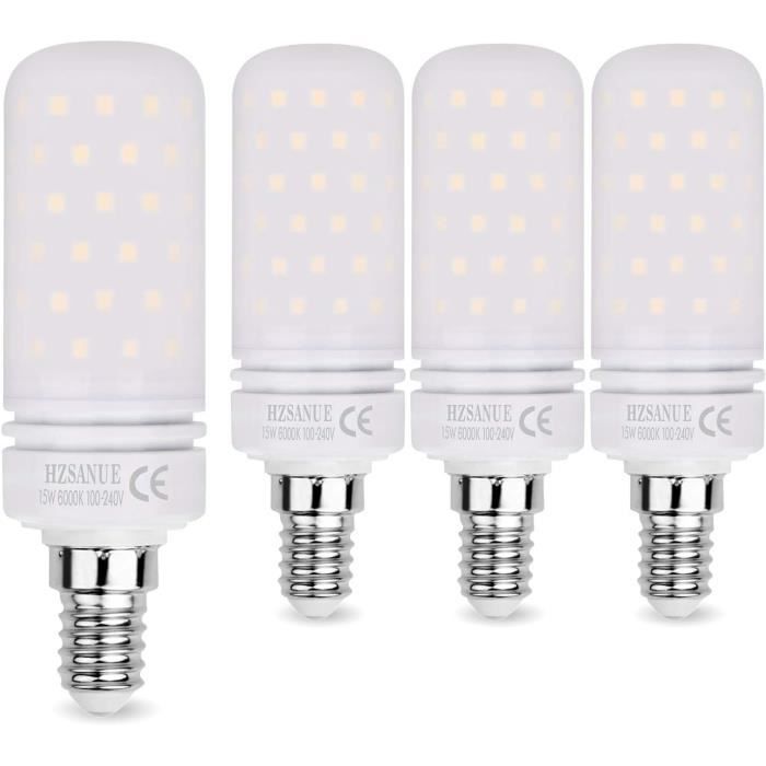 Ampoules LED HZSANUE - 15W - Blanc Froid E14 - Paquet de 4 - Cdiscount Maison