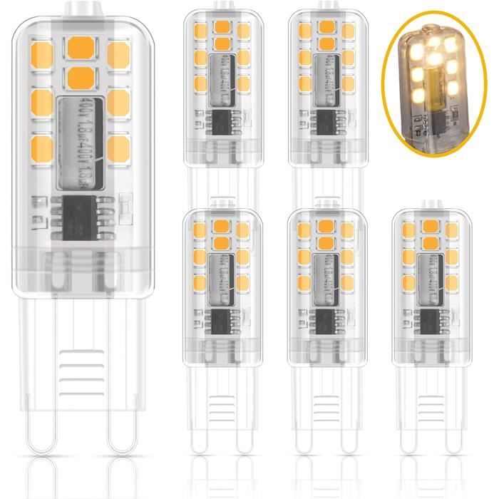 Ampoule LED G9 2W, Equivalent 20W G9 Halogène, Ampoule G9 Blanc Chaud 3000K, 200LM,AC 220-240V ...