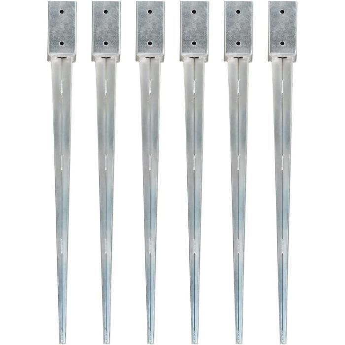 Piquets au Sol Piquet en Acier galvanisé pour Jardin 6 pcs Argenté ...