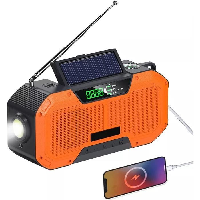 Radio d'urgence avec Panneau Solaire IPX6 Étanche Haut-Parleur ...