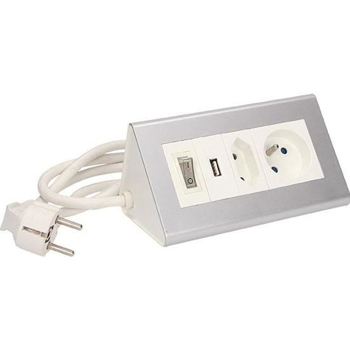Multiprise - Orno - Modèle avec 2 prises - Type E et C - 1 port USB ...
