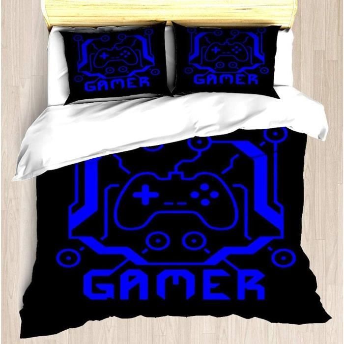 Housse De Couette Gamer Gaming Garcon Noir Gamepad Tableau Fermeture ...