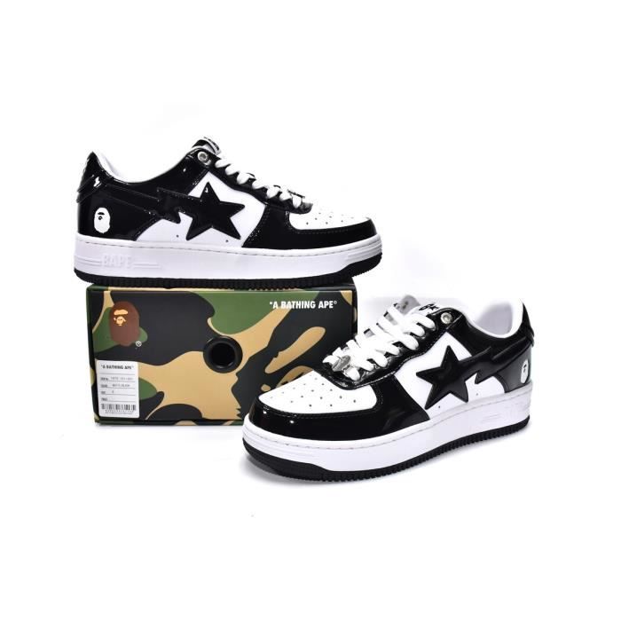 Basket-A Bathing Ape BAAPEs Sta Low 1H70-191-001 Black White Chaussures ...