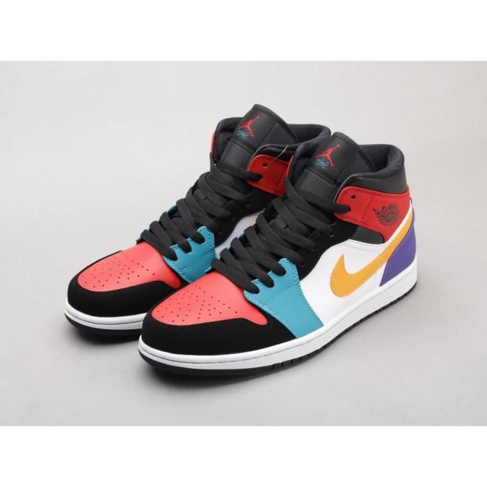 Baskets Air Jordan 1 Mid Rouge noir - Cdiscount Chaussures