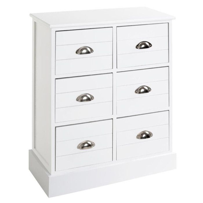 Commode 6 Tiroirs "Lavido" 75cm Blanc Laqué - Cdiscount Maison