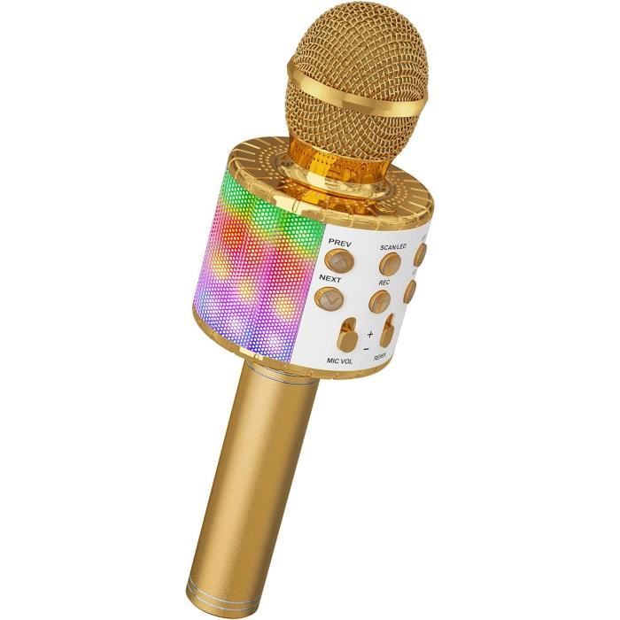 Microphone Sans Fil Karaoké, Micro Karaoke Enfant Avec Lumières Led De Danse, Microphone ...