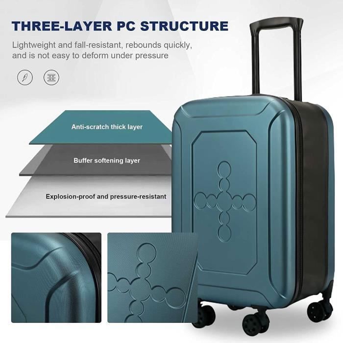 Valise Cabine Pliable - MARQUE - 52cm - Polycarbonate - 4 Roulettes ...