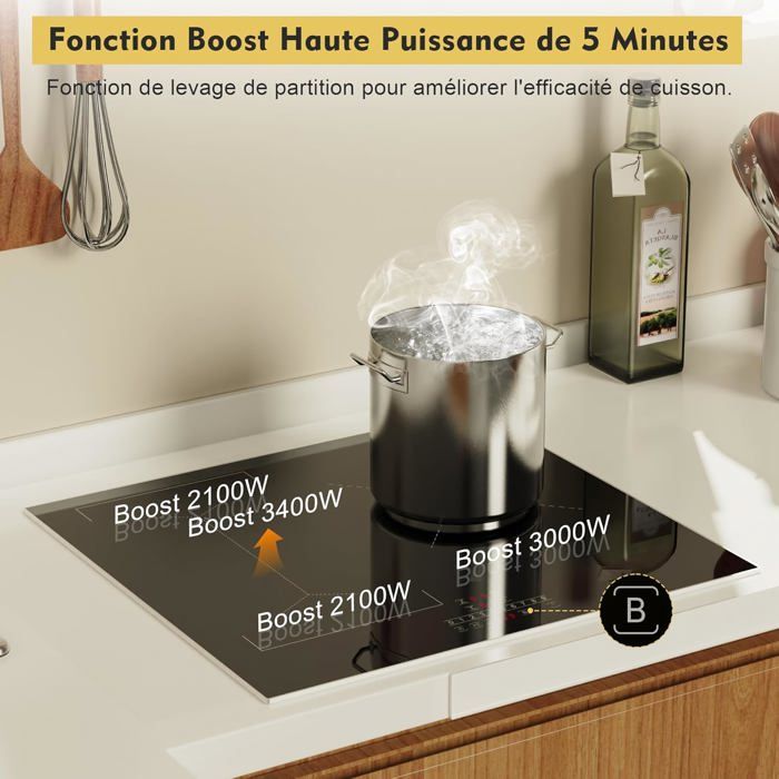 Plaque Induction 3 Feux Flexible 6800W,Barbecue Plaque De Cuisson ...